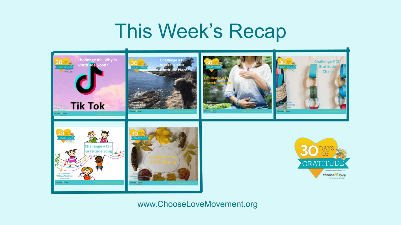 30 Days of Gratitude Week Two Recap - Choose Love Movement